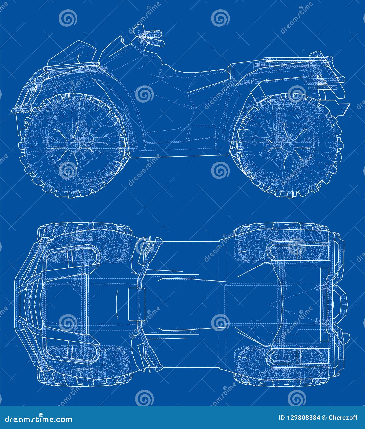 ATV Quadbike Concept Outline. Vector Stock Vector - Illustration of ...