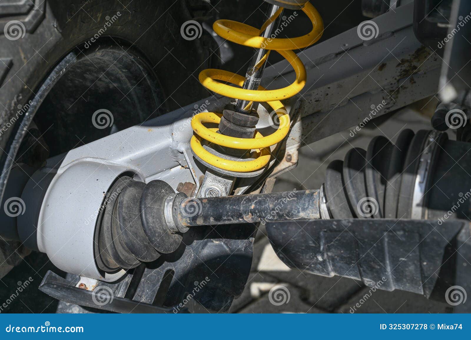 ATV Rear Suspension Springs and Shock Absorbers 3 Stock Photo - Image ...