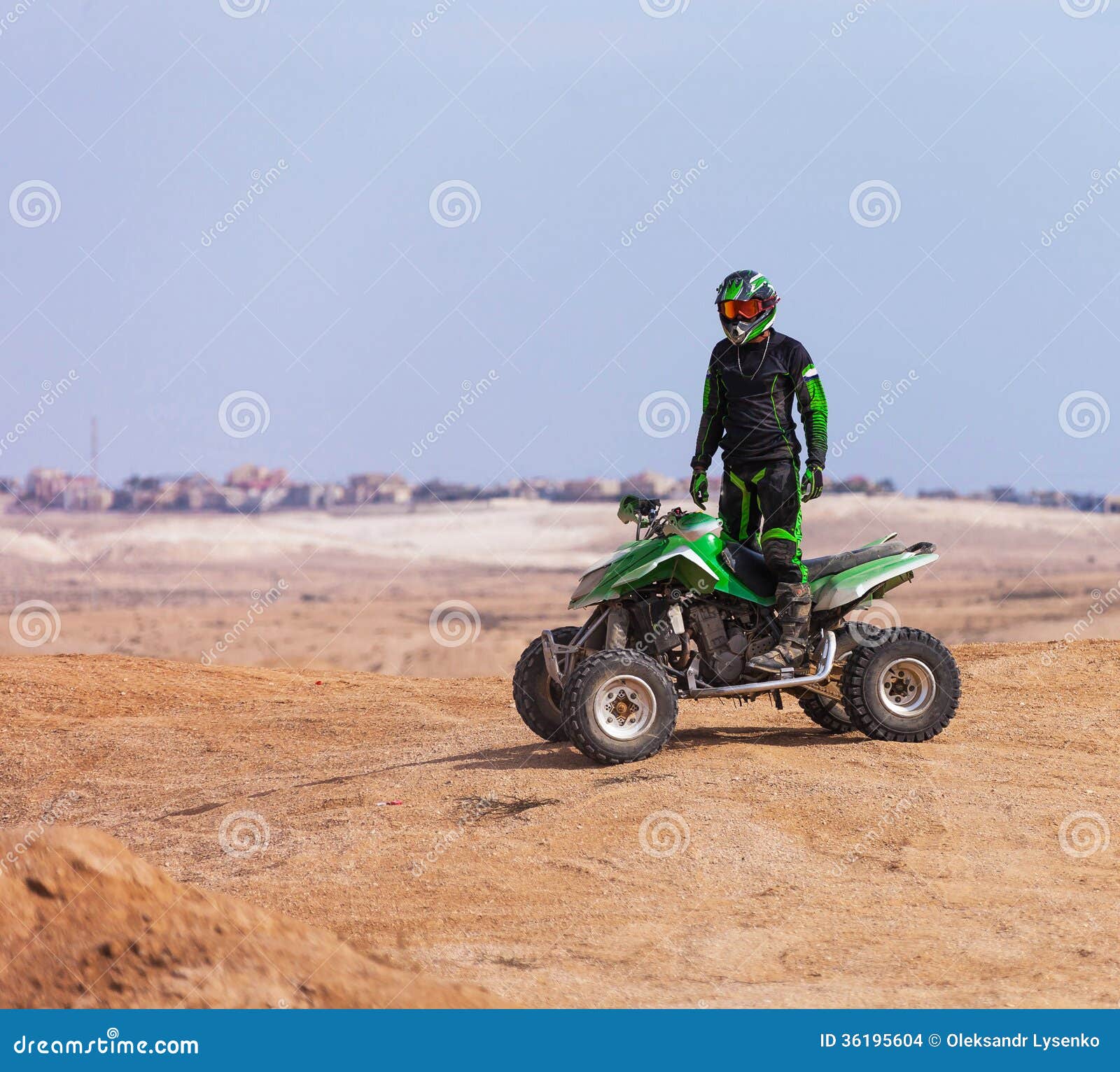 ATV Rider in the Desert Summer Stock Photo - Image of cross, racer ...