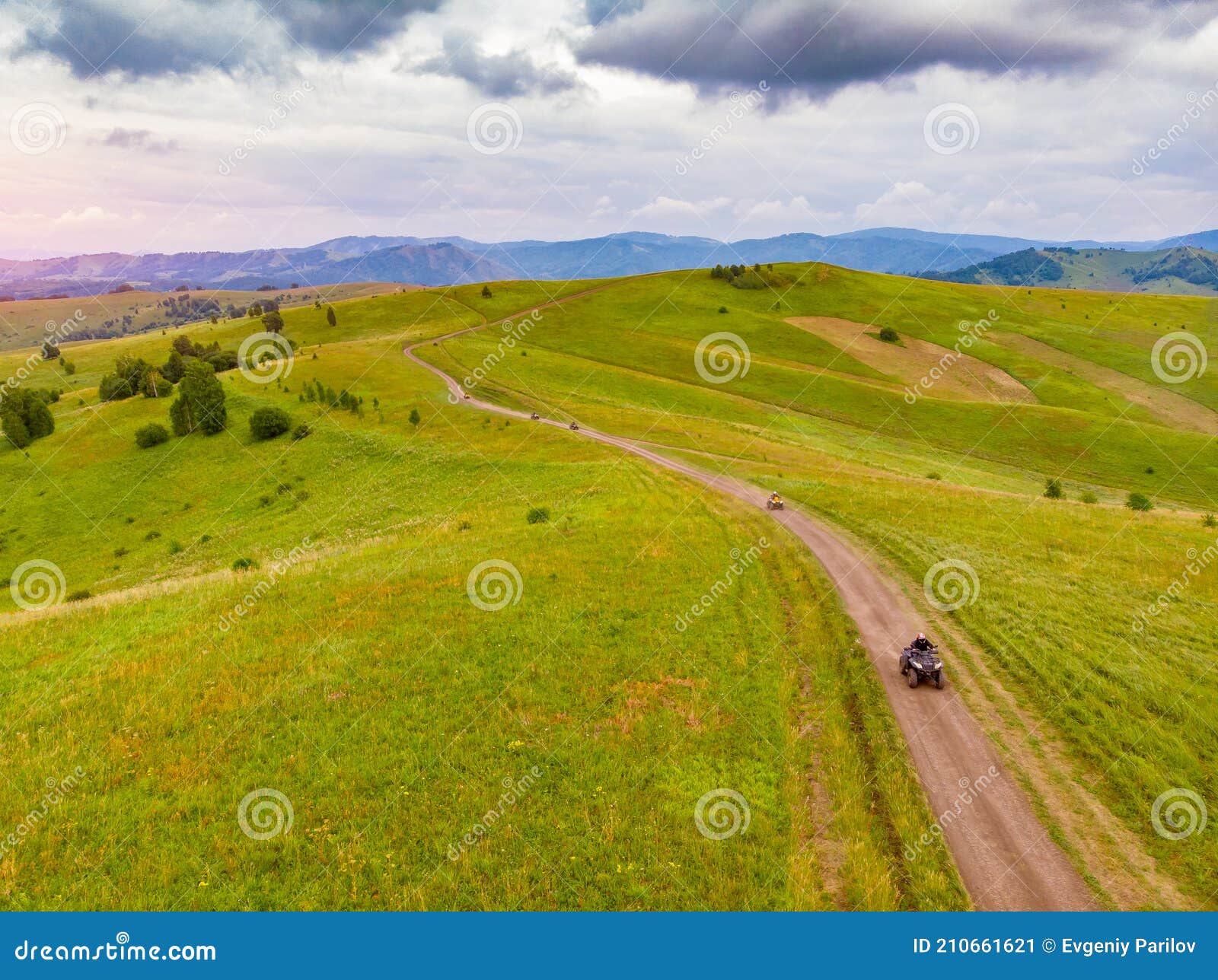 ATV Rider Rides through Forest Off-road in Summer Stock Image - Image ...