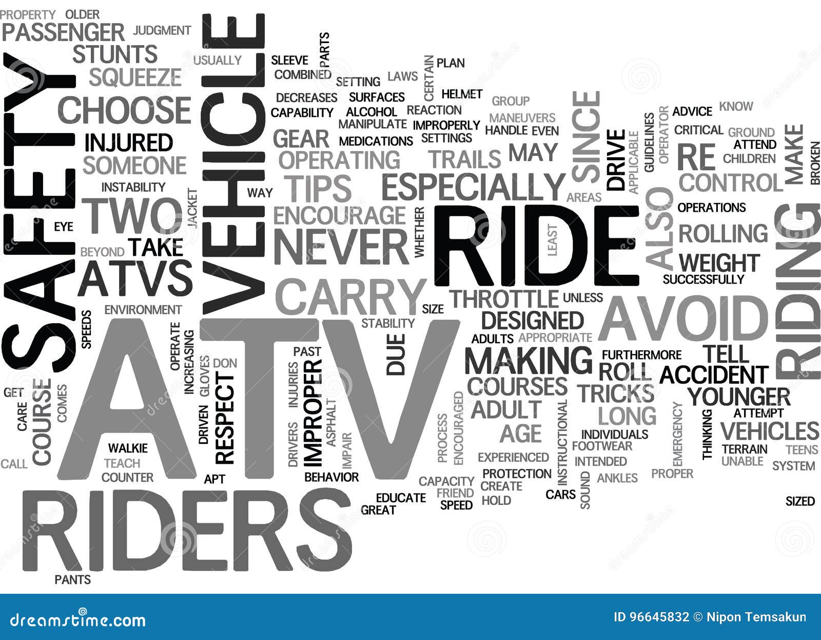 Atv Safety Tips Word Cloud stock illustration. Illustration of word ...