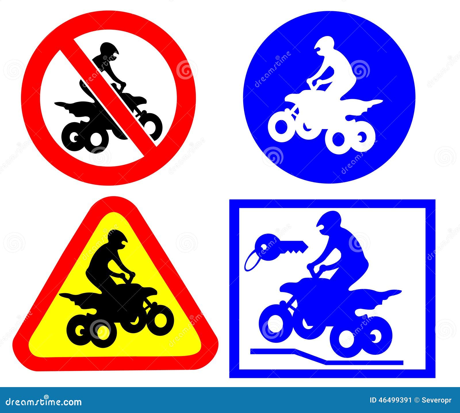 ATV traffic signs sites stock vector. Illustration of sale - 46499391