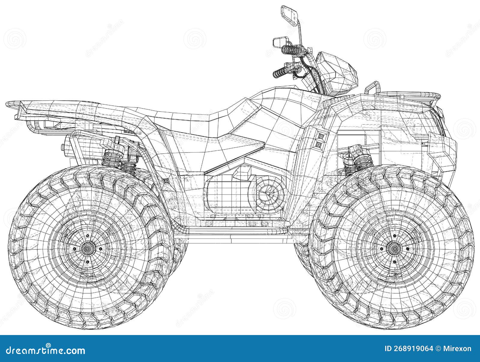 ATV Truck Black and White Vector Line Art. the Layers of Visible and ...