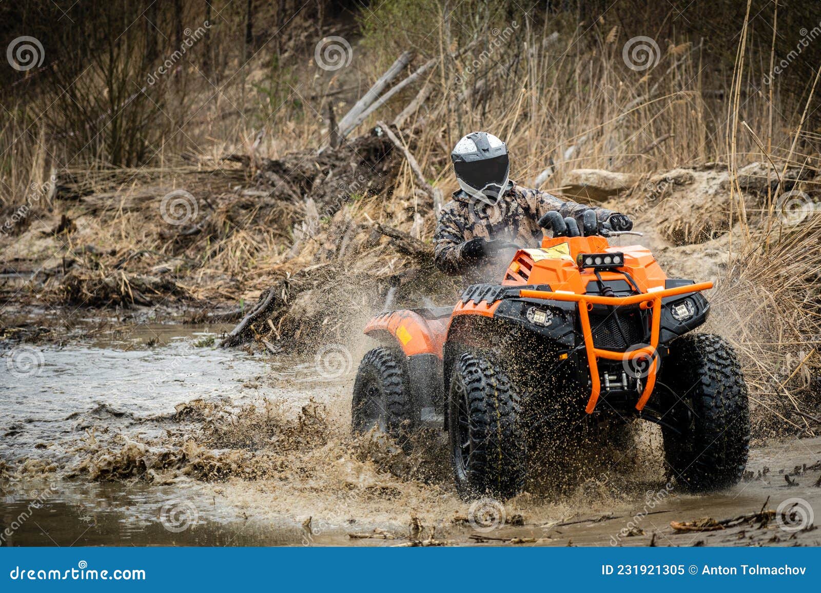 ATV/UTV/4x4 Driving in Muddy Water Stock Image - Image of moving, bike ...