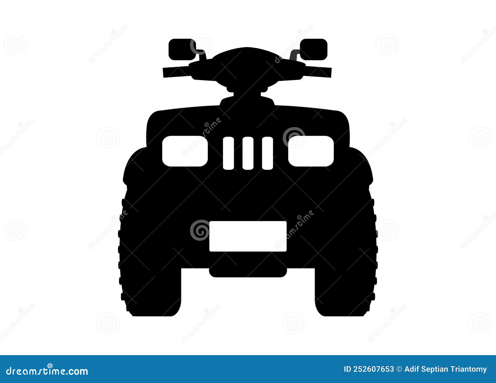 ATV Vehicle. Front View. Simple Illustration in Black and White. Stock ...