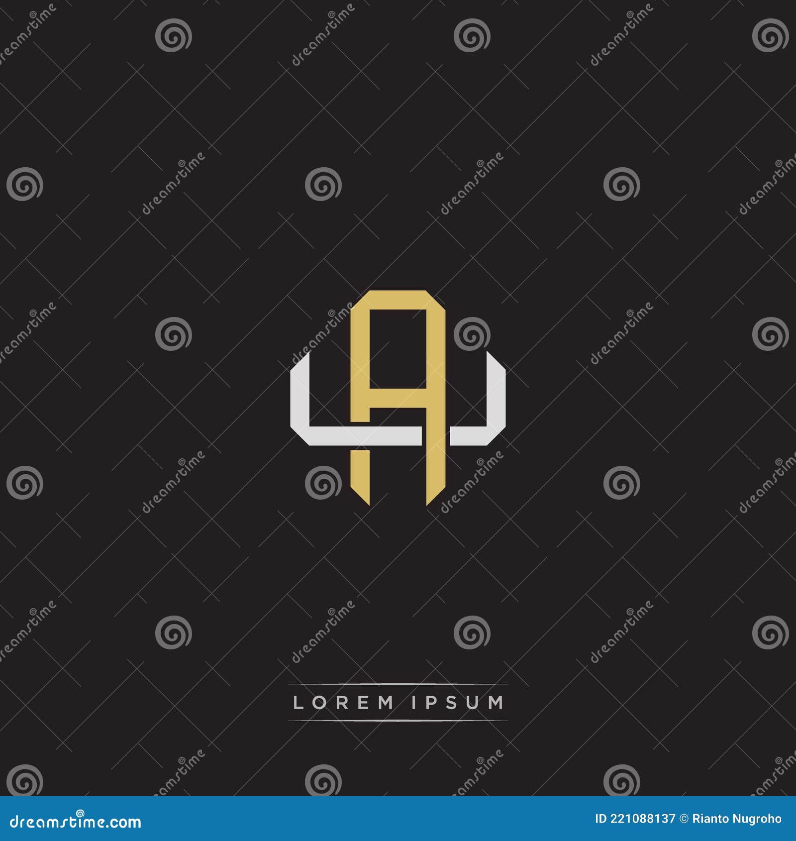 AU Initial Letter Overlapping Interlock Logo Monogram Line Art Style ...