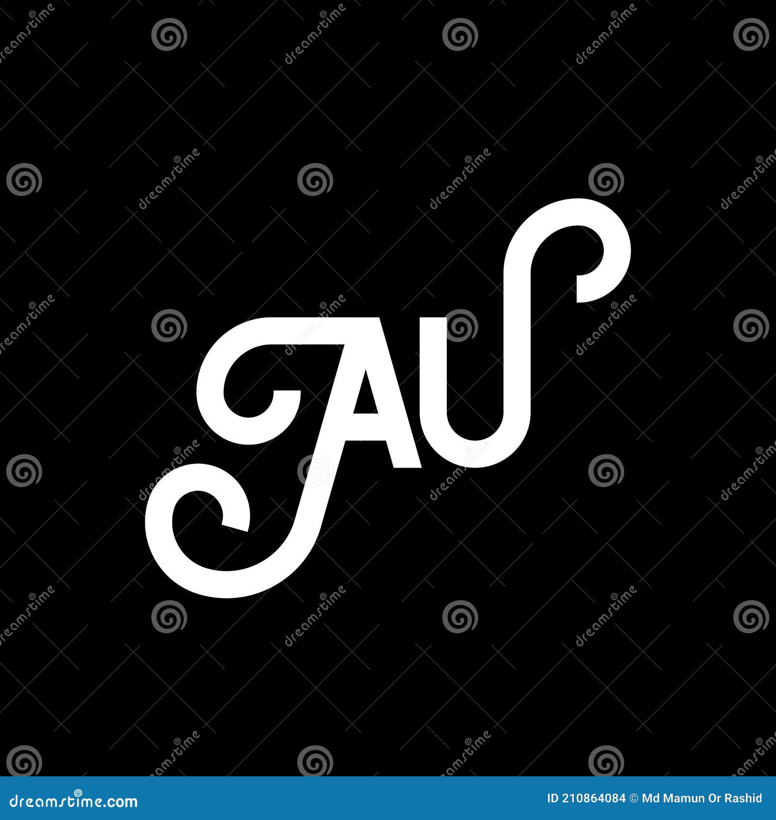 AU Letter Logo Design on Black Background. AU Creative Initials Letter ...