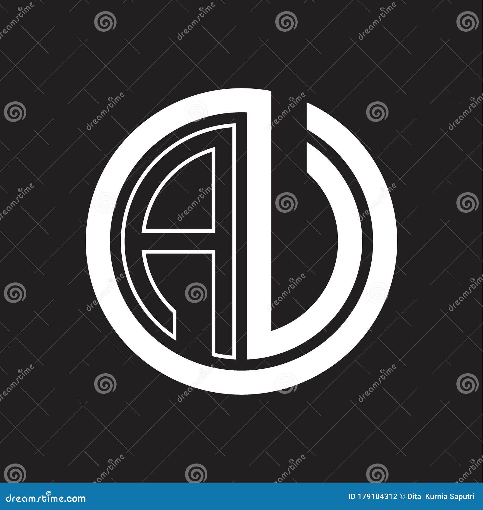 AU Logo with Circle Rounded Negative Space Design Template Stock ...