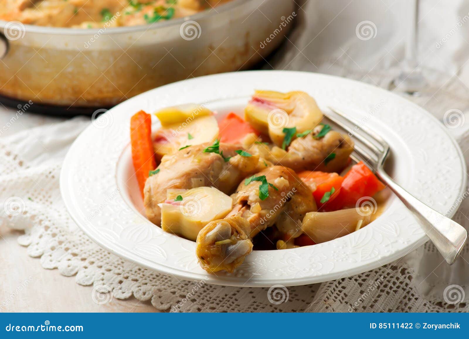 Au Vin Blanc de Coq foto de archivo. Imagen de guisado - 85111422