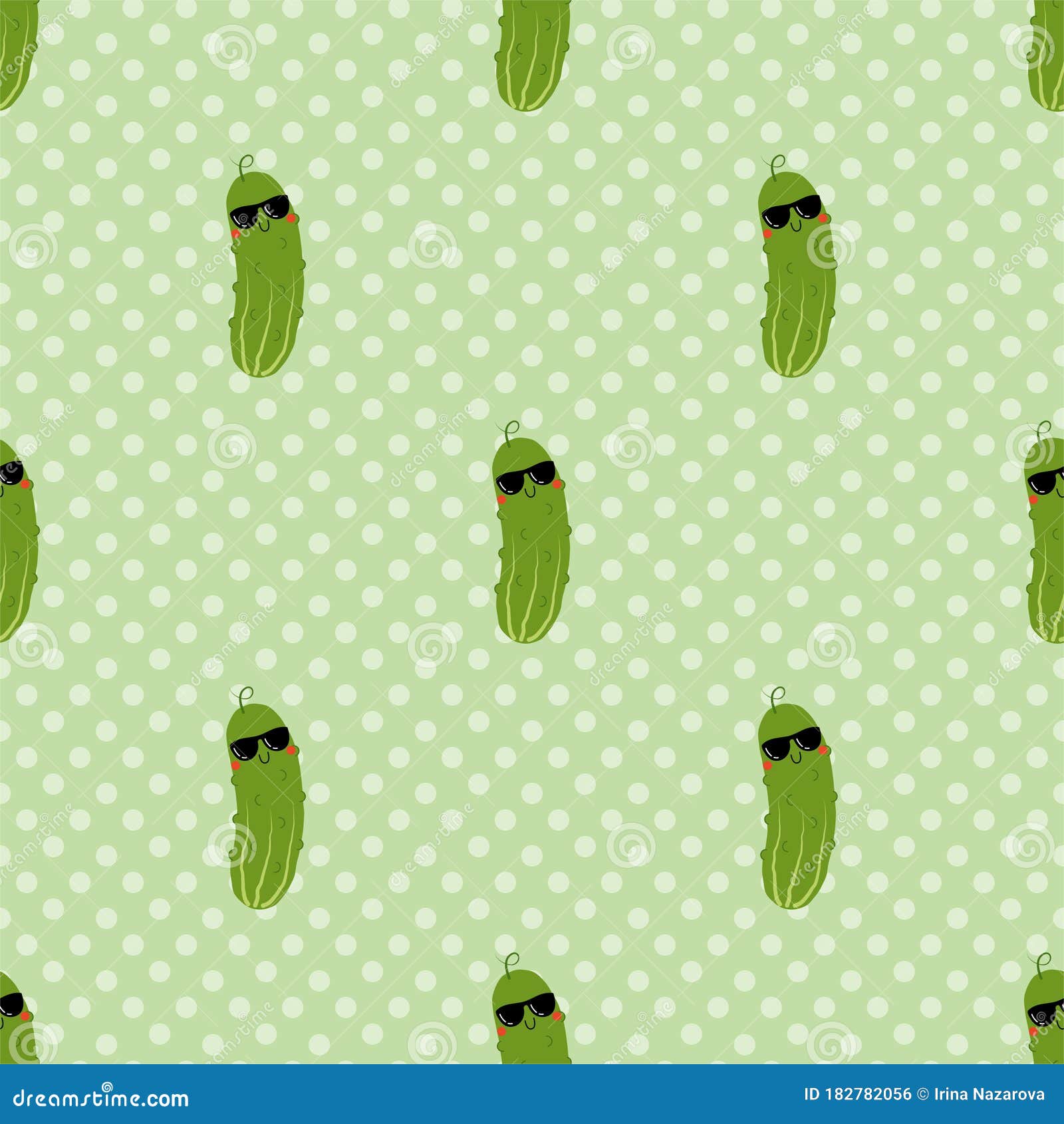 Kawaii Cartoon Cucumbers in Sunglasses. Stock Vector - Illustration of ...