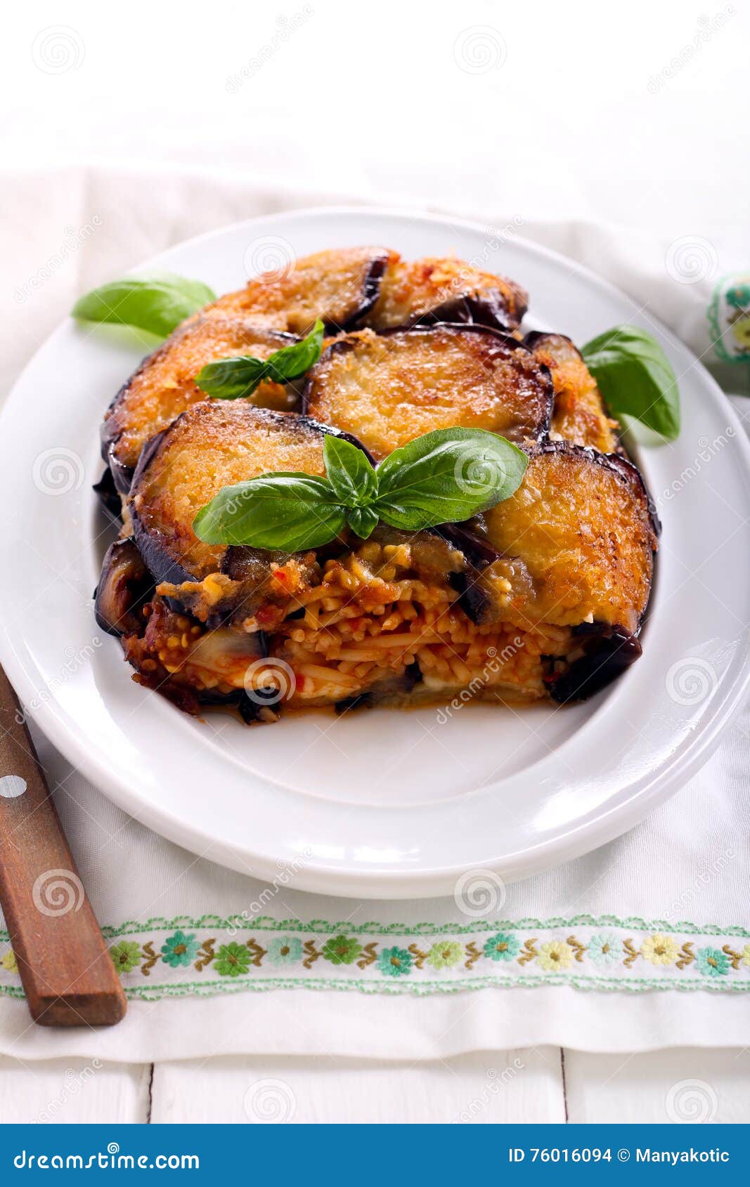 Aubergine timbale stock photo. Image of pasta, snack - 76016094