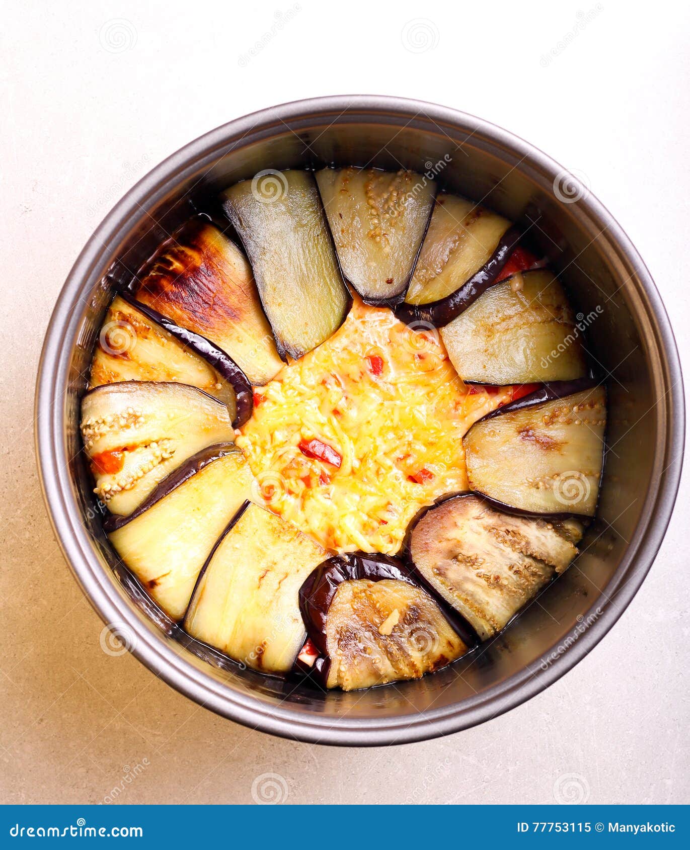 Aubergine Timbale - Vegetable and Cheese Bake in a Pan Stock Image ...