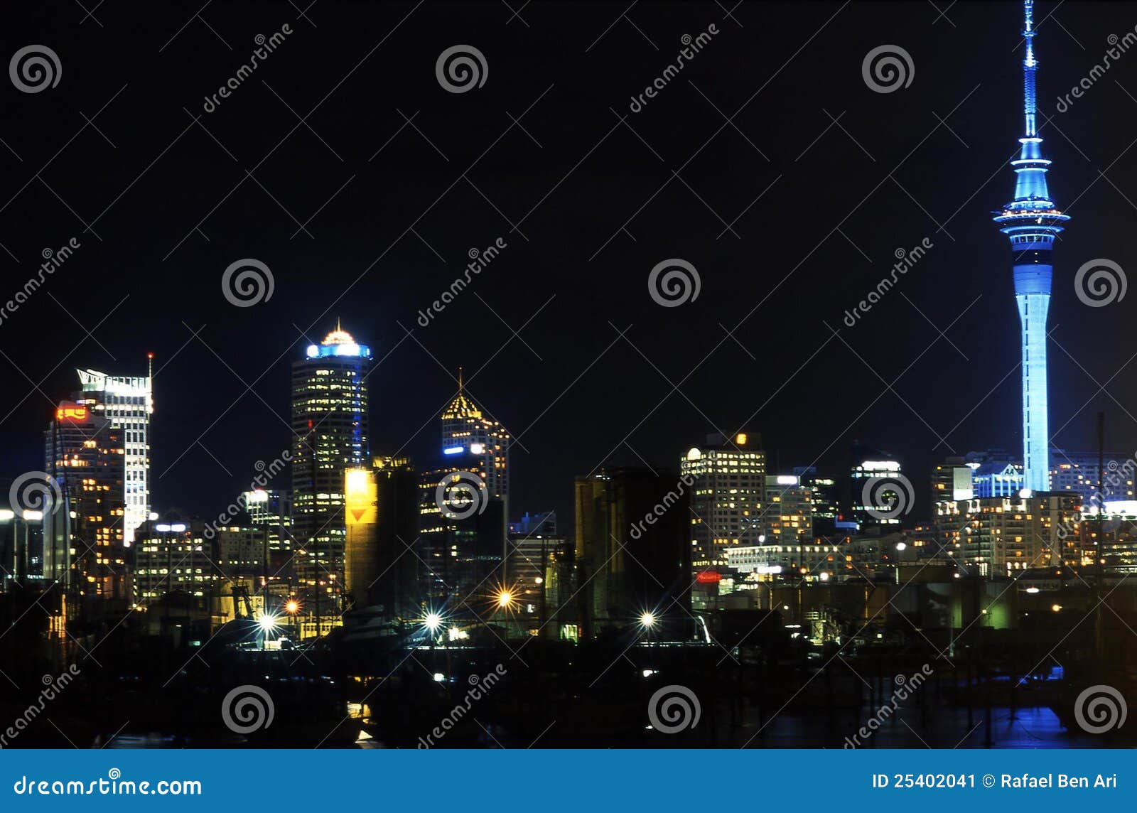 Auckland City Night View stock image. Image of skyline - 25402041