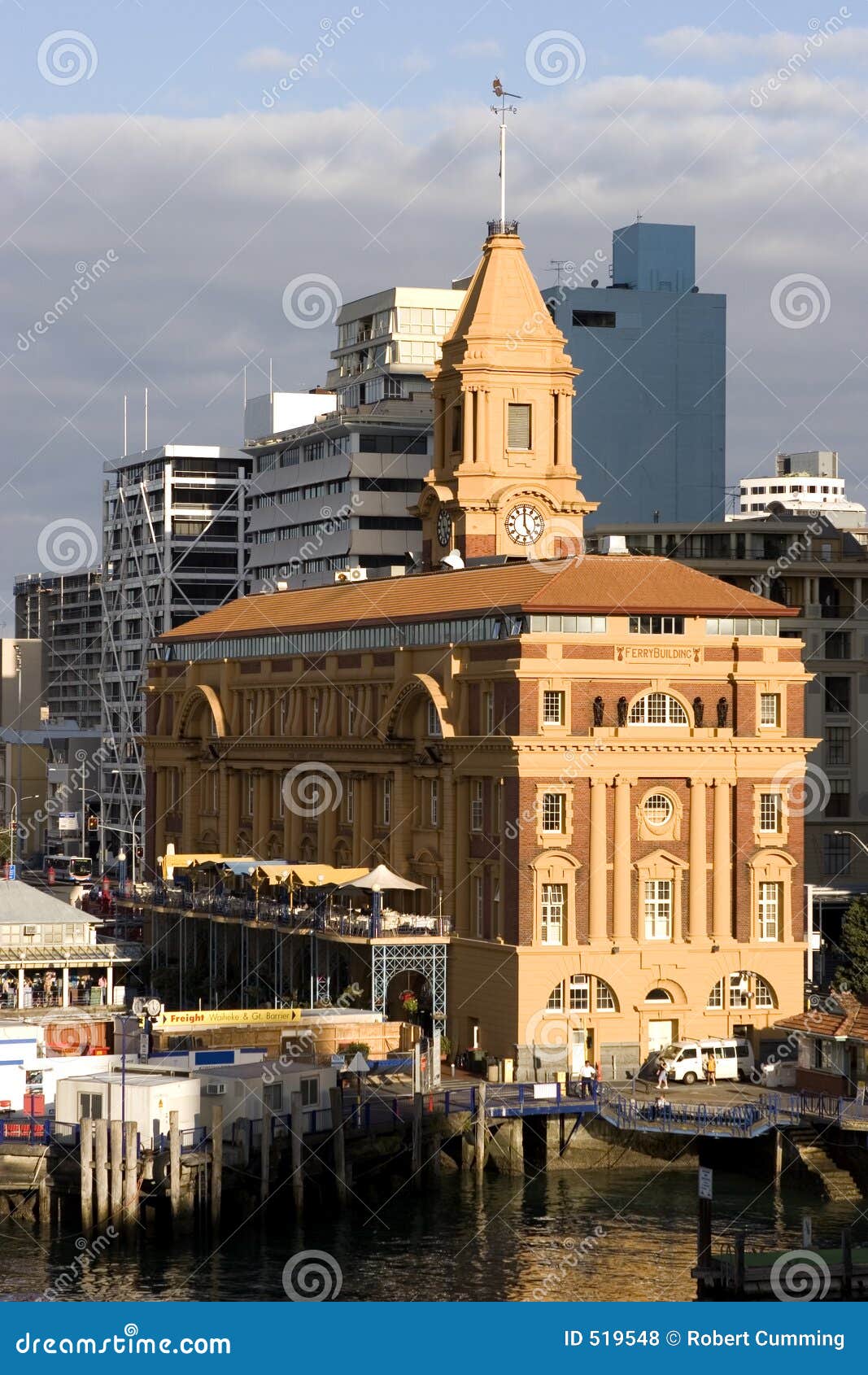 Auckland Ferry Building stock photo. Image of sunrise, orange - 519548