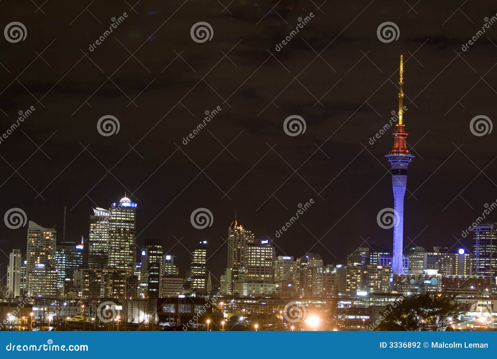 Auckland Sky Tower at Night Stock Photo - Image of night, residential ...