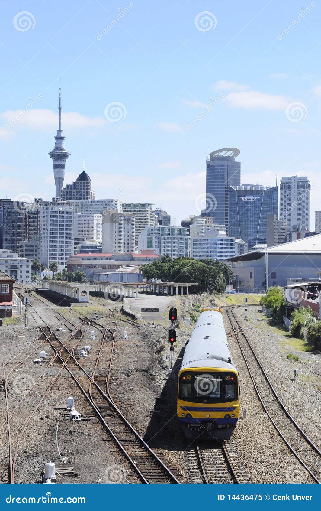 Auckland Skyline and Train stock image. Image of cloud - 14436475