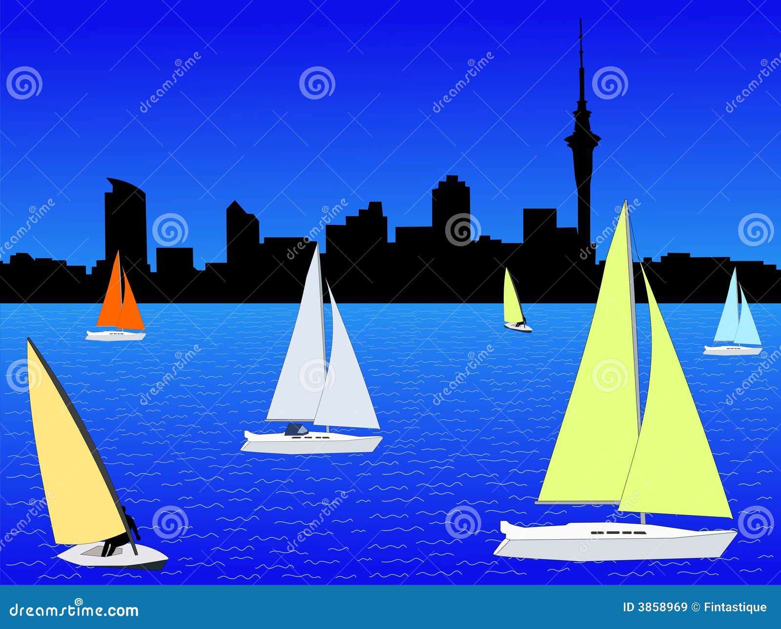 Auckland Skyline And Landmarks Silhouette Cartoon Vector ...