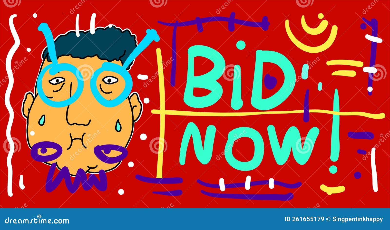 Auction and Bid Design Background Landing Page Stock Illustration ...