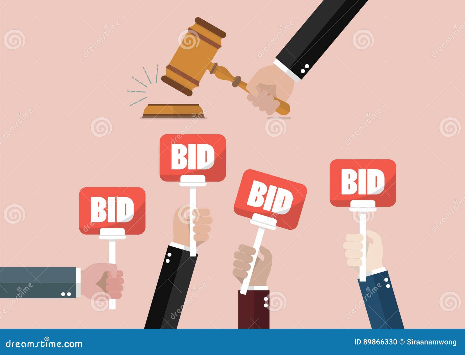 Auction and Bidding Concept Stock Vector - Illustration of hold, bribe ...