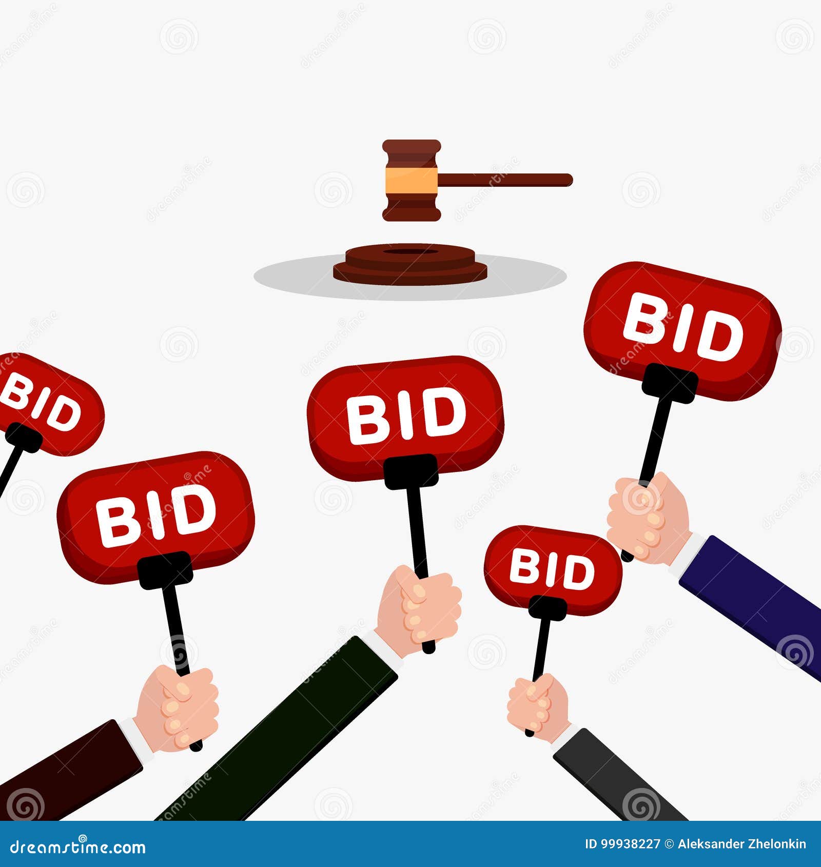 Auction and Bidding Concept. Hand Holding Auction Paddle. People Make ...