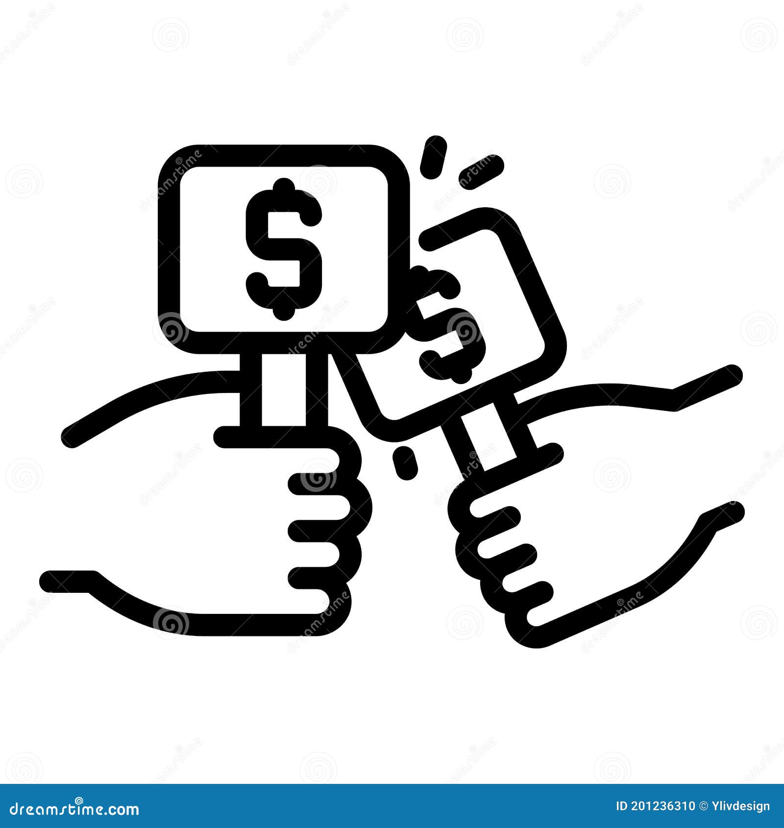 Auction Bidding Icon, Outline Style Stock Vector - Illustration of ...