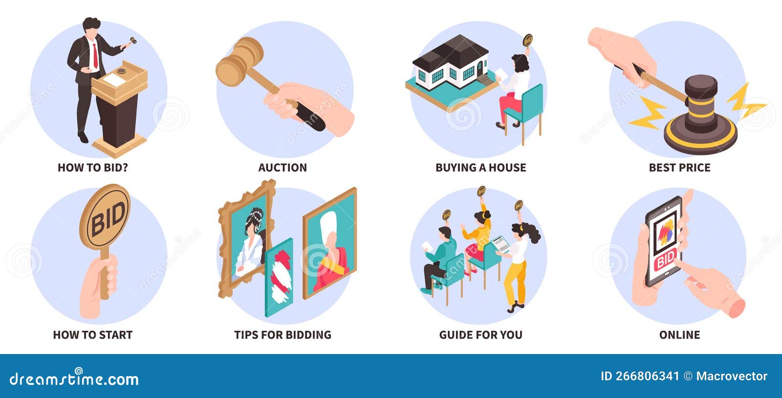 Auction Compositions Set stock illustration. Illustration of work ...