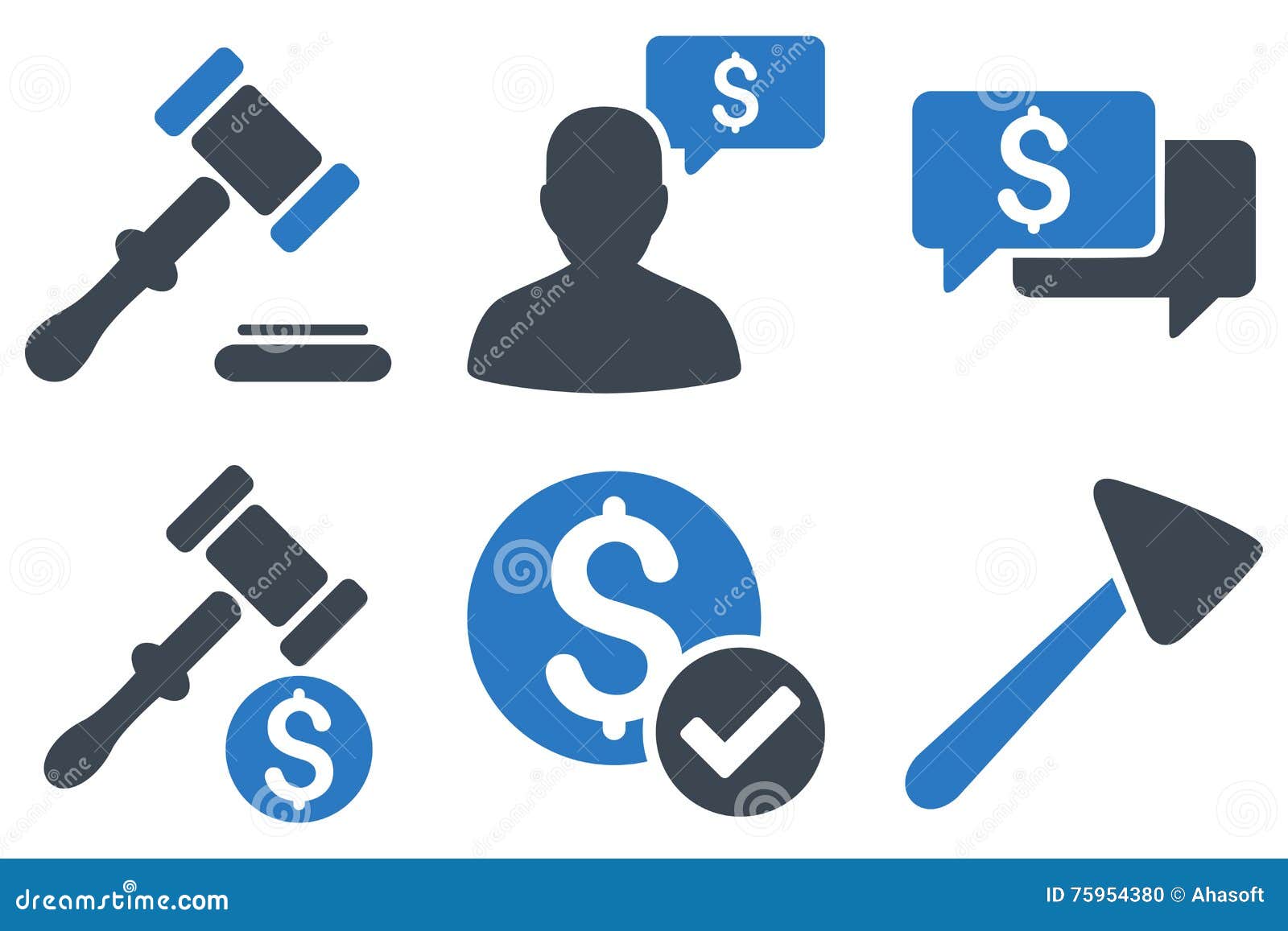 Auction Flat Vector Icons stock vector. Illustration of courthouse ...