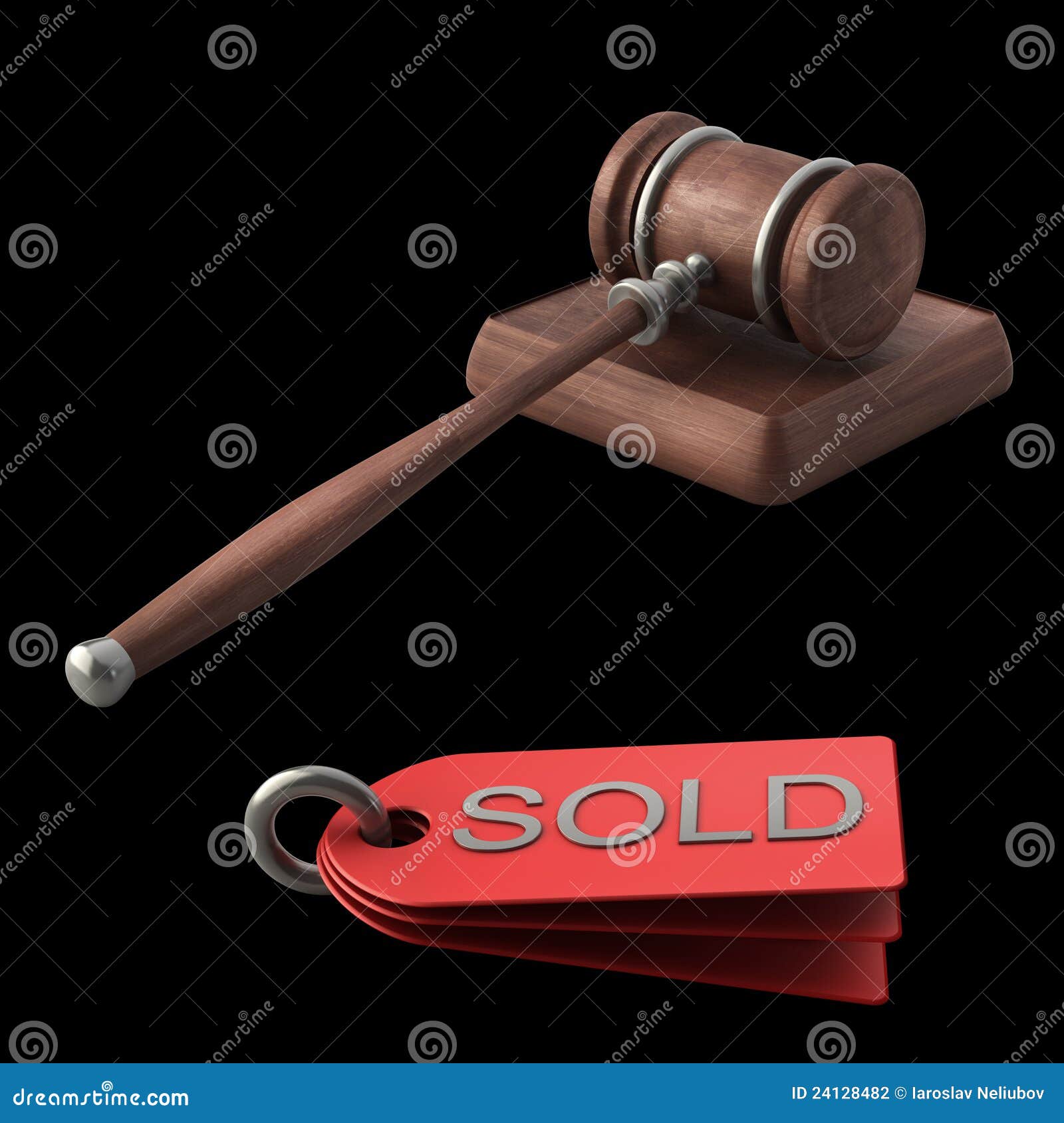 Auction Gavel Isolated on Black Stock Illustration - Illustration of ...