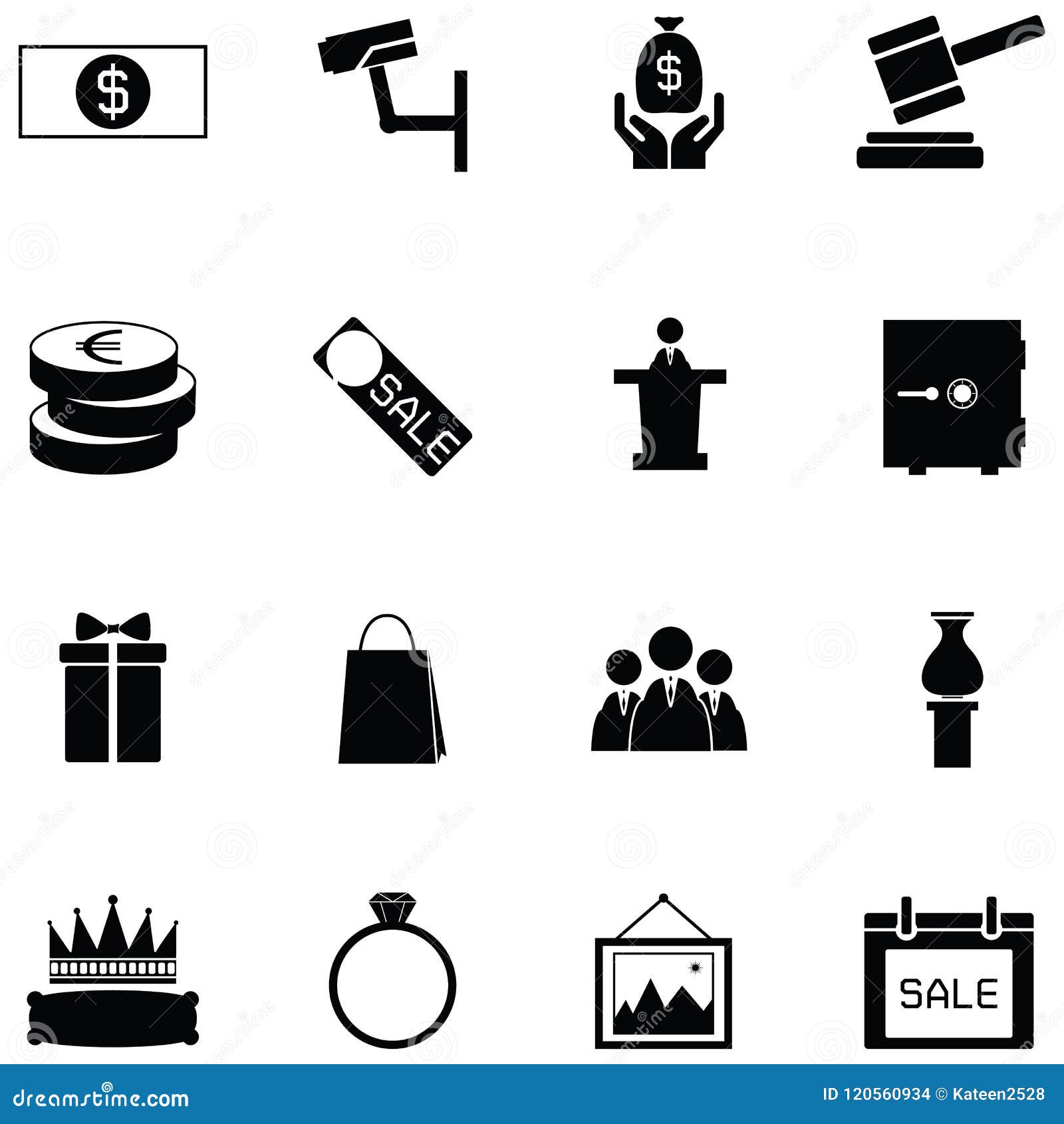 Auction icon set stock vector. Illustration of sale - 120560934