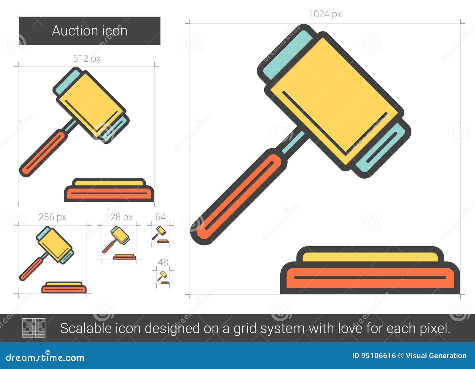 Auction line icon. stock vector. Illustration of icon - 95106616
