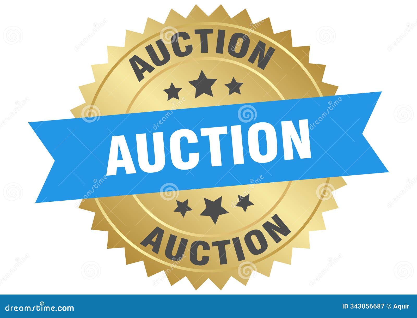 Auction. Auction Round Blue and Gold Label Isolated on Transparent ...