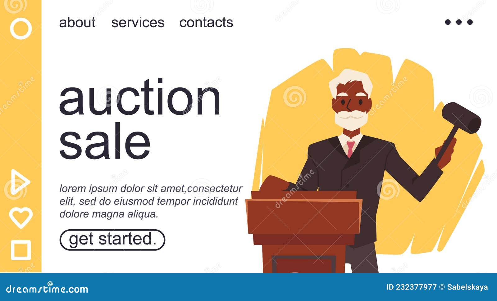 Auction Sale Web Banner or Presentation Page Interface, Vector ...