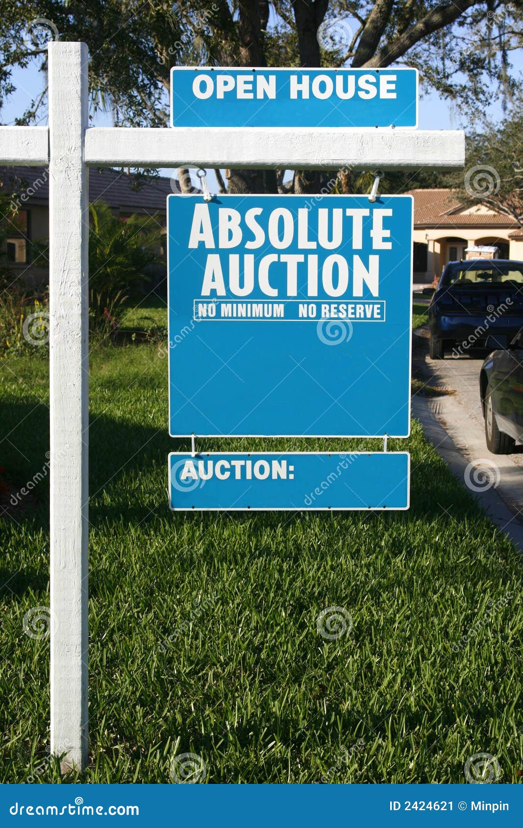 Auction sign stock image. Image of blue, home, real, sign - 2424621