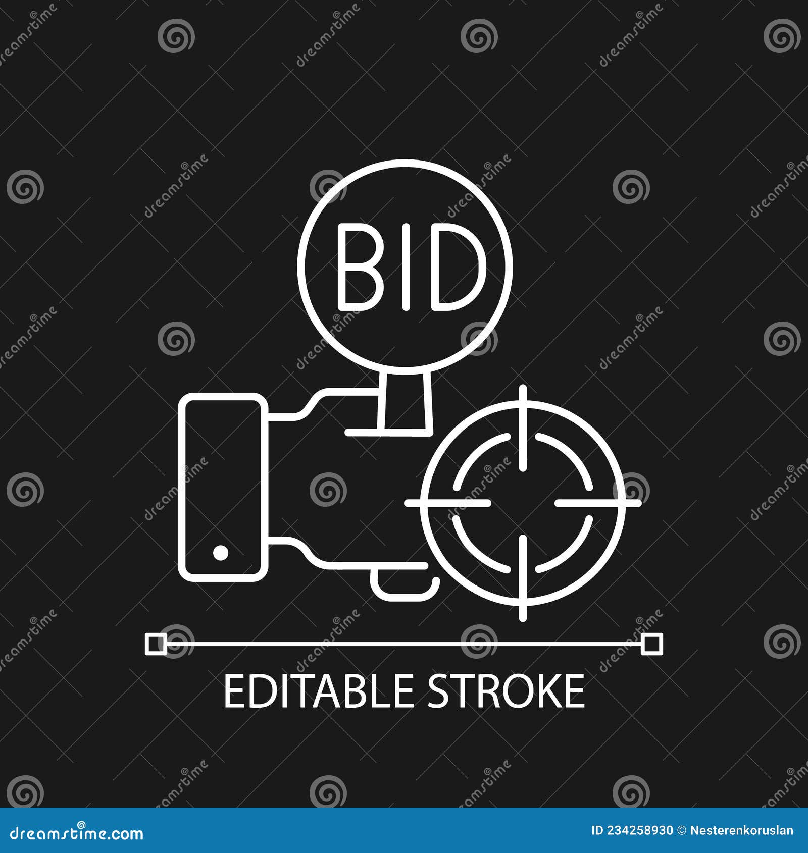 Auction Sniping Linear Icon for Dark Theme Stock Vector - Illustration ...