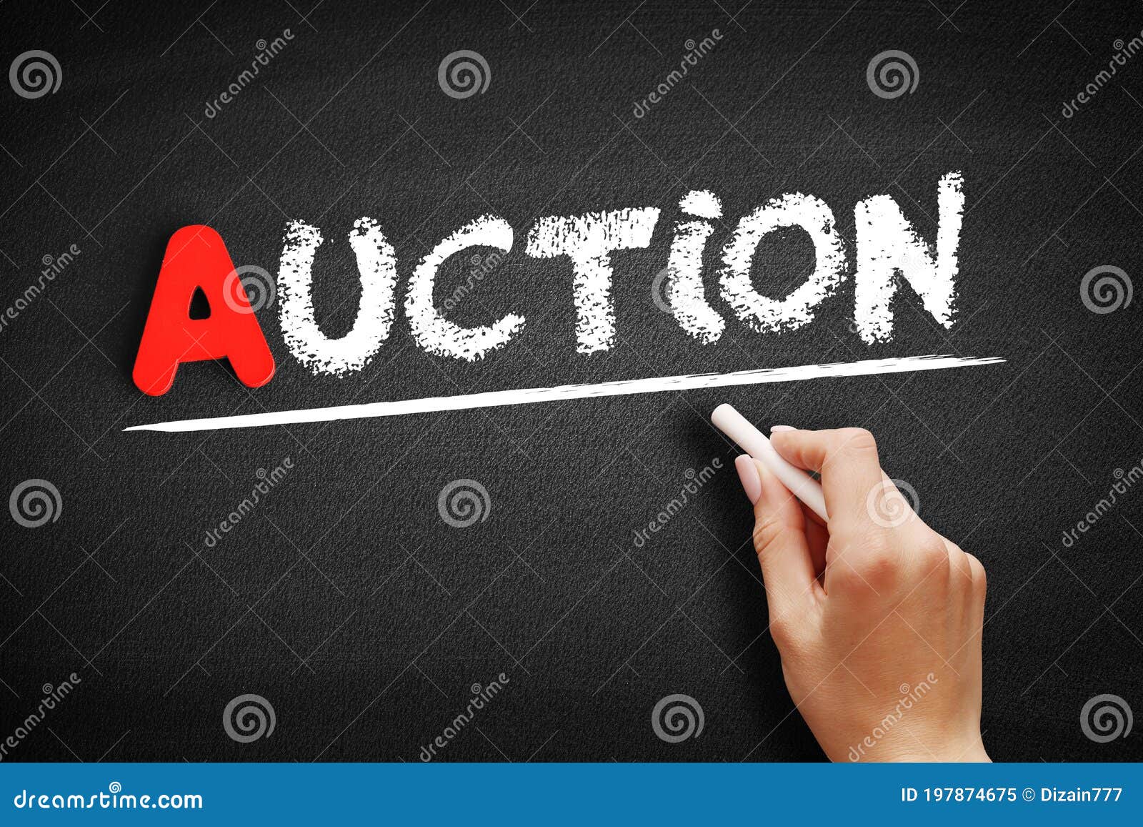 Auction text on blackboard stock image. Image of clearance - 197874675