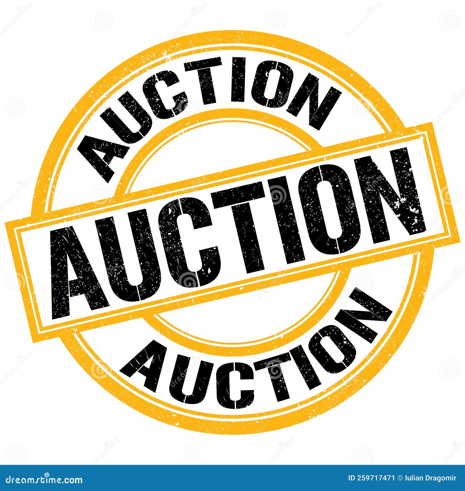 AUCTION Text on Yellow-black Round Stamp Sign Stock Illustration ...