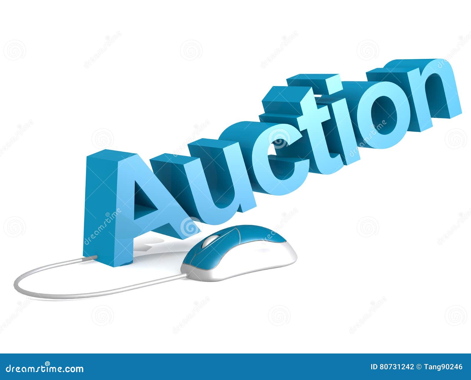 Auction Word with Blue Mouse Stock Illustration - Illustration of ...