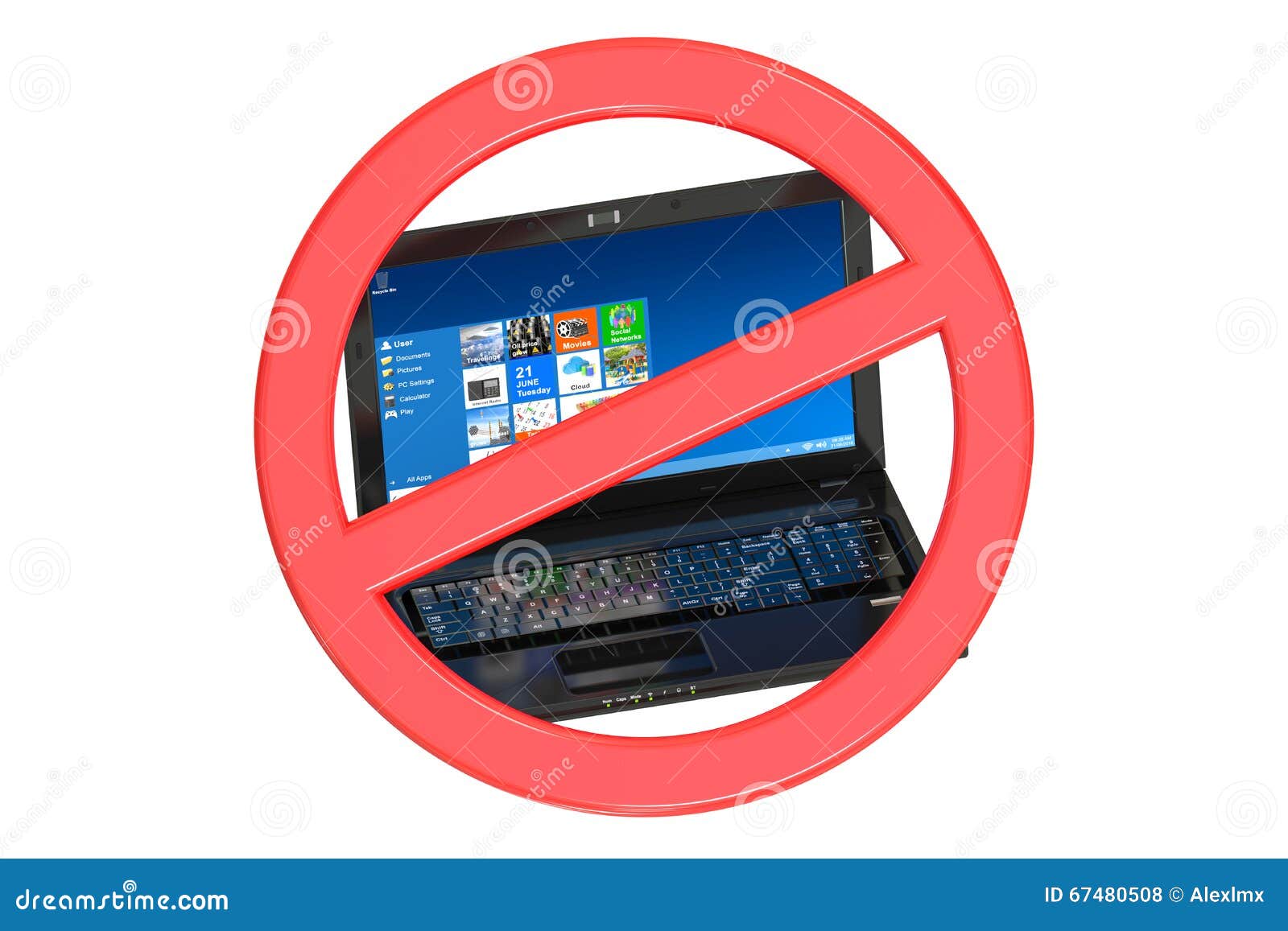 Aucun Signe D'interdiction D'ordinateur Portable Illustration Stock ...