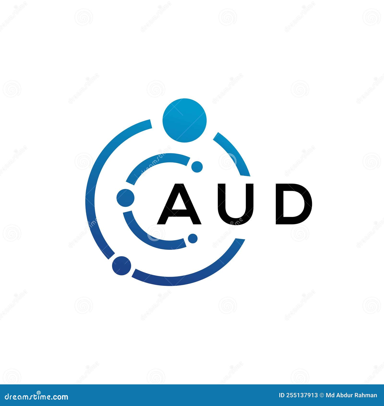 AUD Letter Logo Design on Black Background. AUD Creative Initials ...
