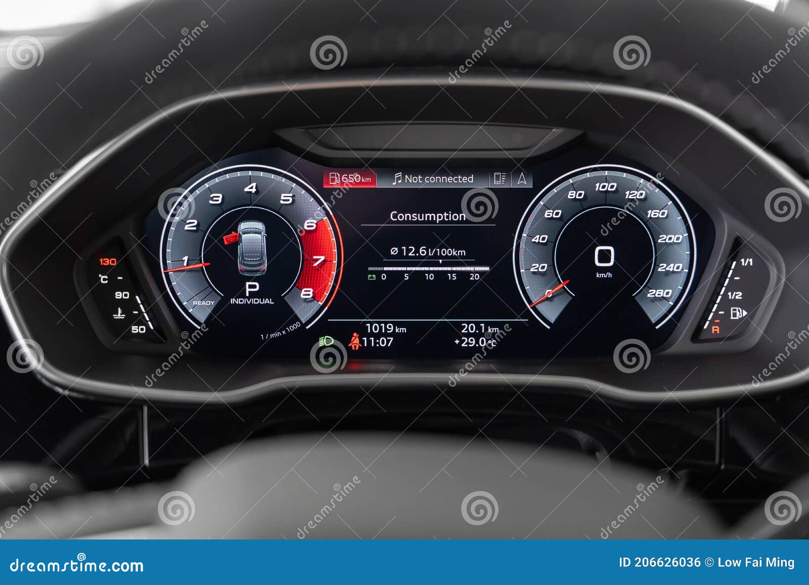 Audi Digital Speedometer Cluster 2020 Stock Photo - Image of tech, door ...