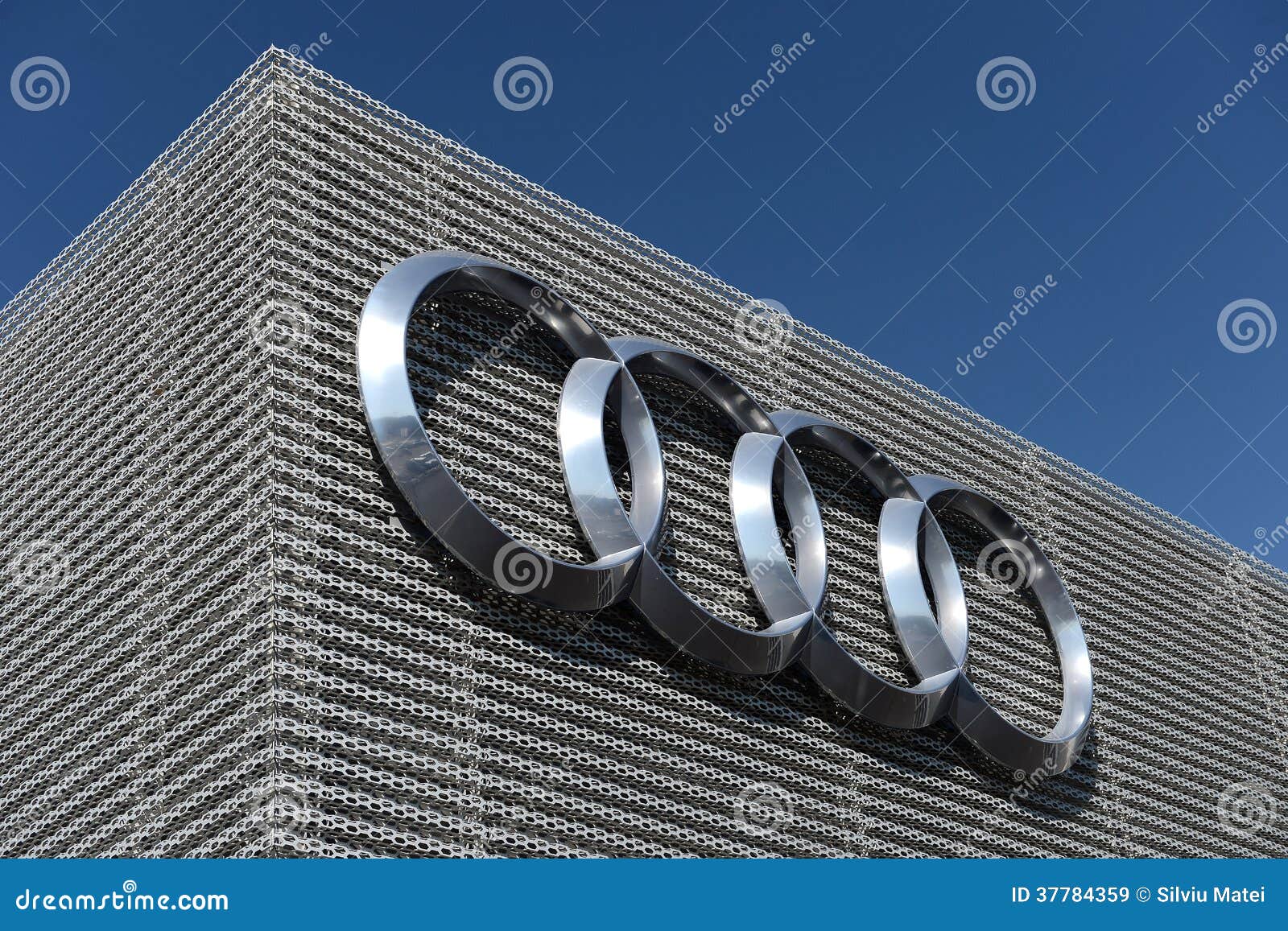 Audi logo on the wall editorial stock image. Image of background - 37784359