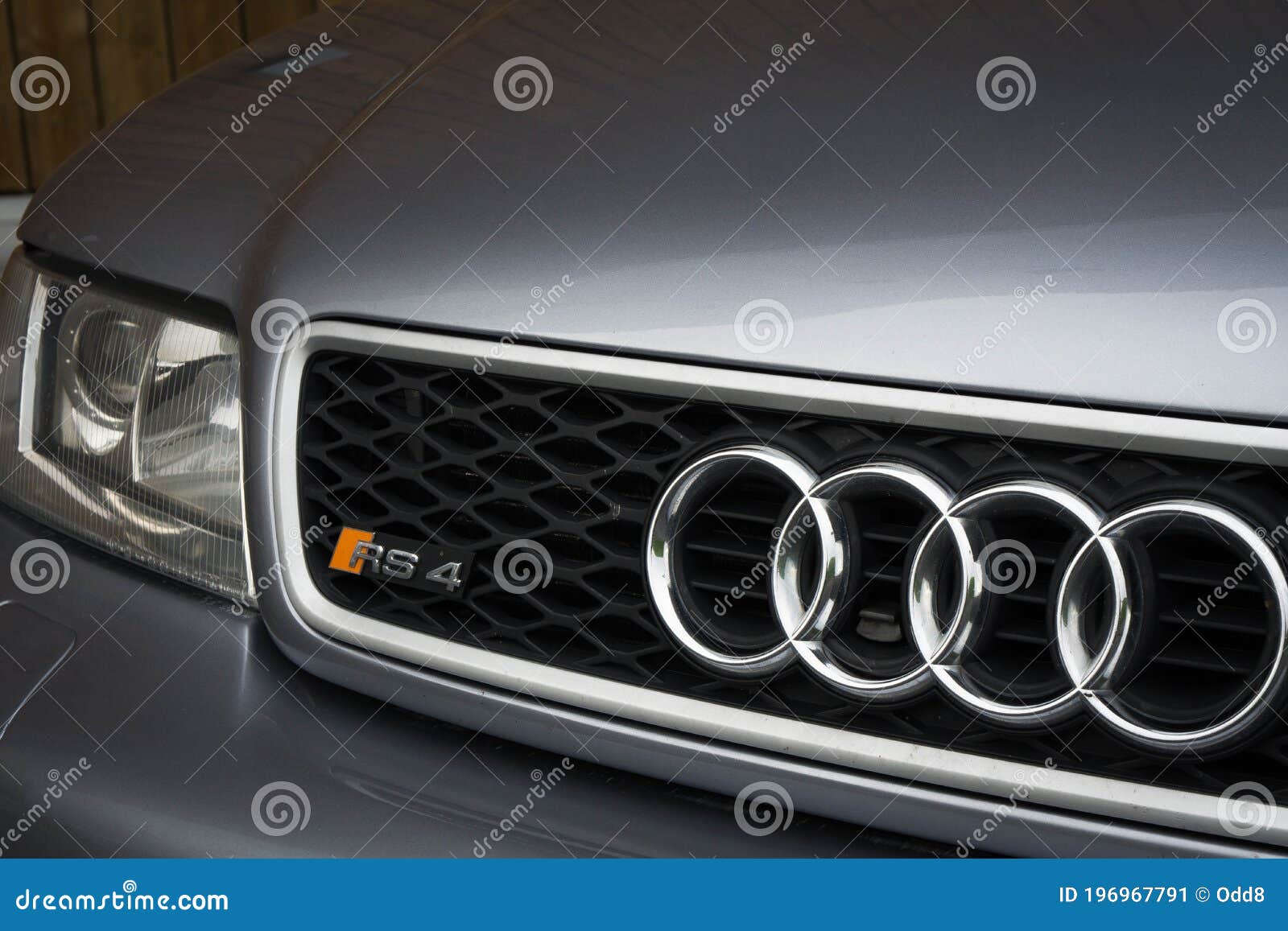 Audi RS4 front with logos. editorial photo. Image of design - 196967791