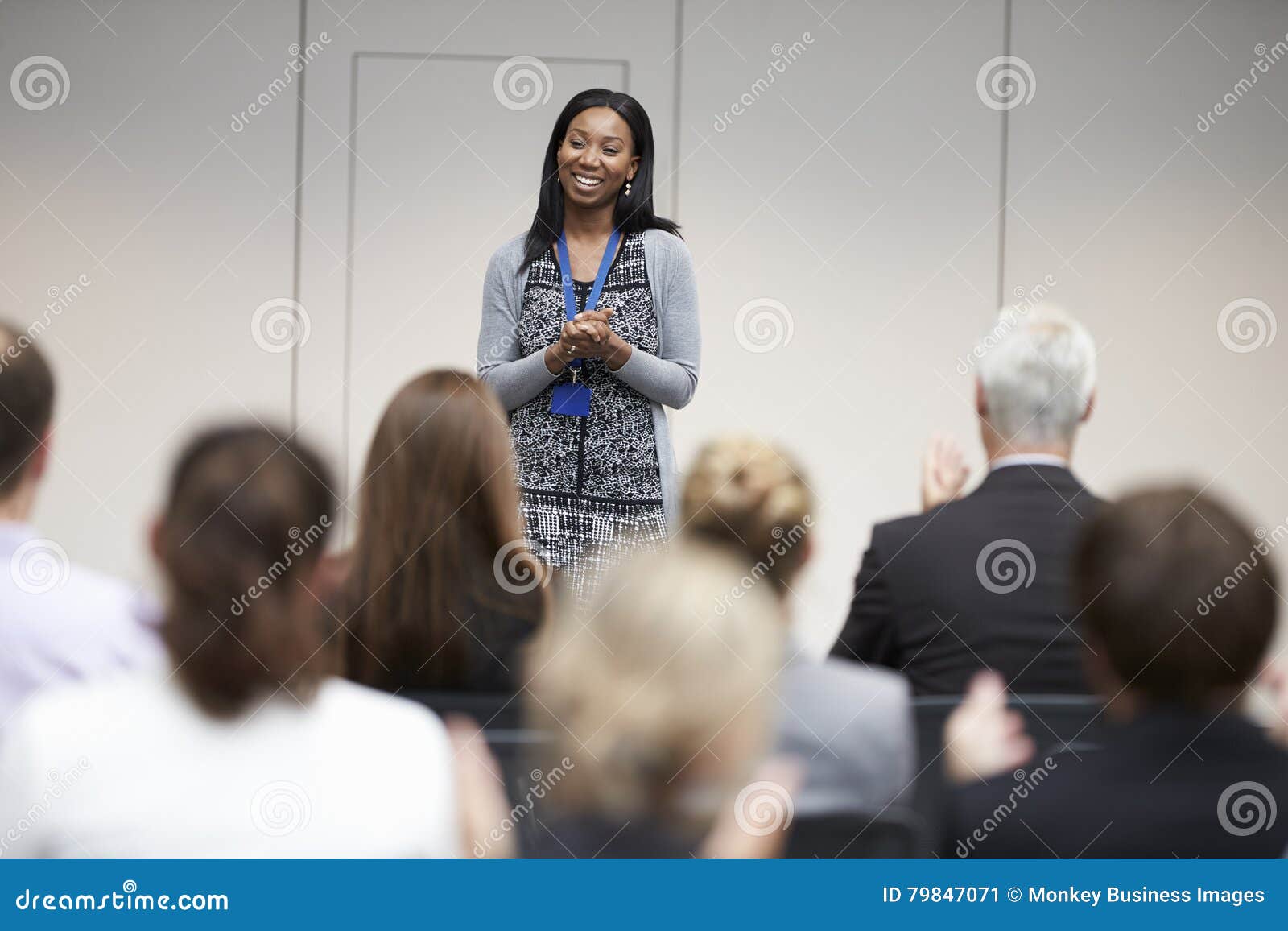 Audience Applauding Speaker after Conference Presentation Stock Image ...
