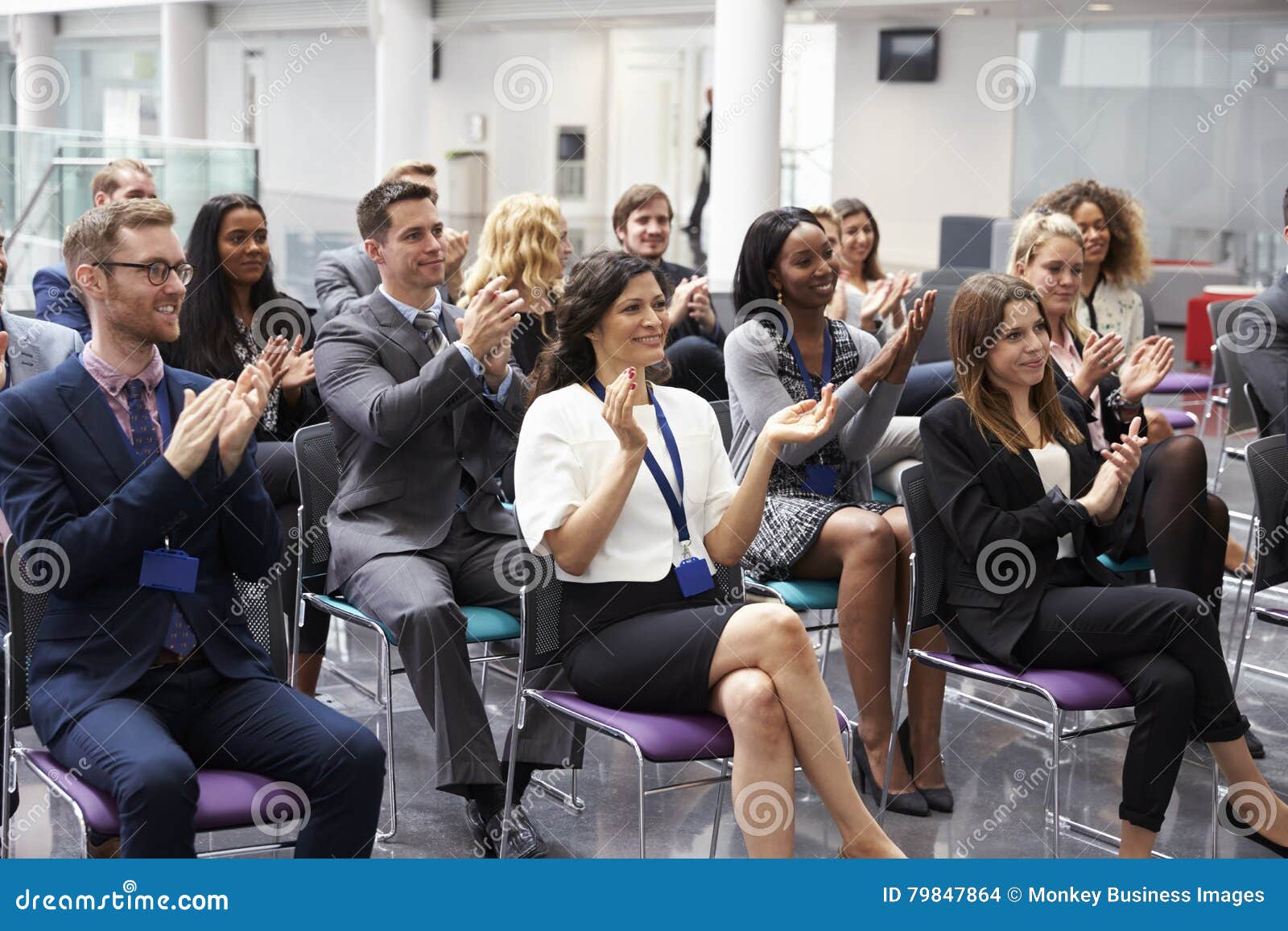 Audience Applauding Speaker after Conference Presentation Stock Photo ...