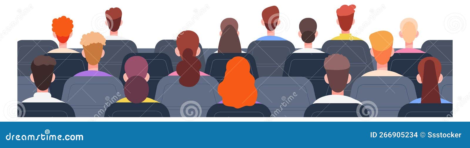 Audience Back View. People Sitting on Chair Rows Stock Vector ...
