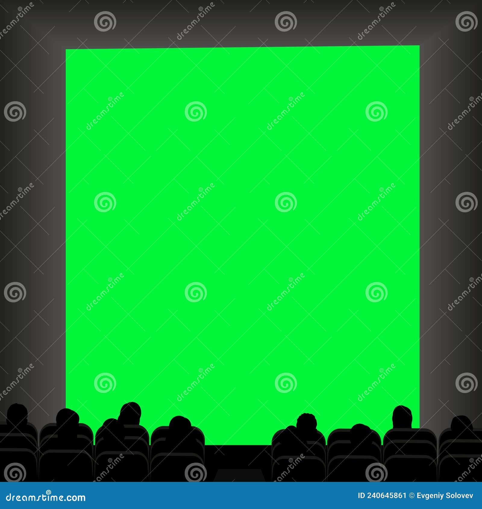 The Audience in the Cinema is Looking at the Green Screen. Vector ...