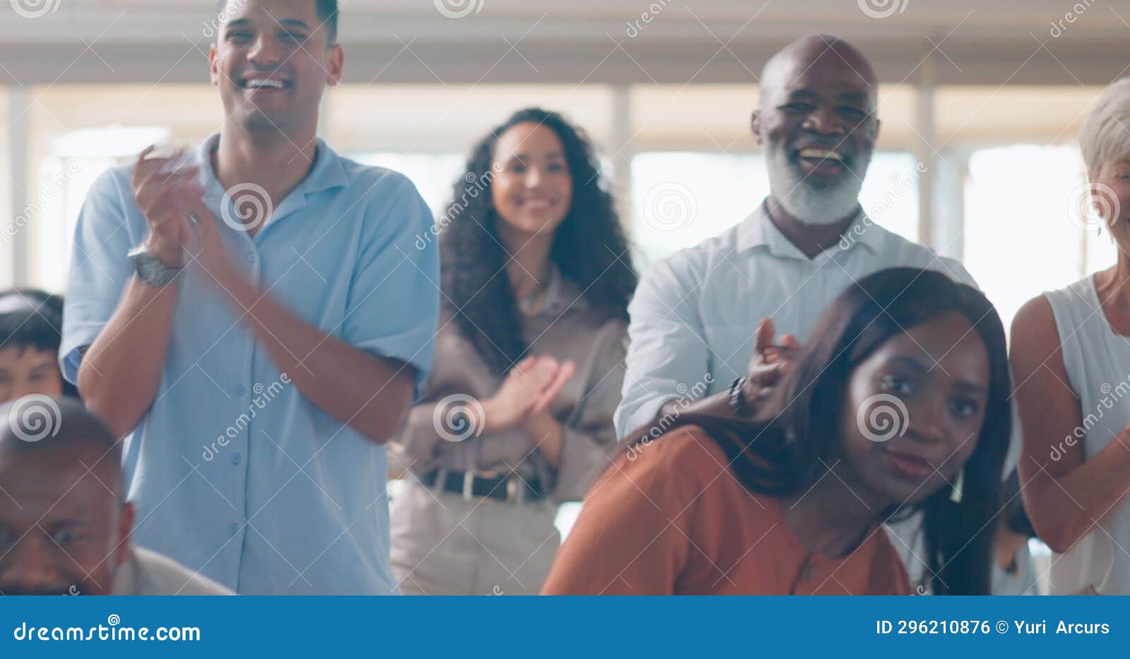 Audience, Conference and Standing with Applause for Presentation ...