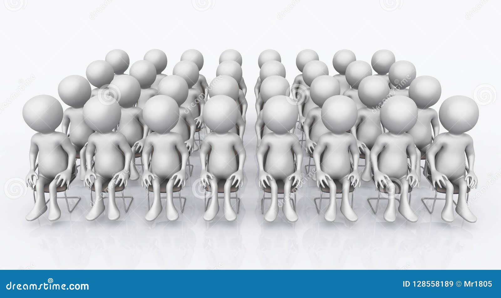 Audience with 3D figures stock illustration. Illustration of hearing ...