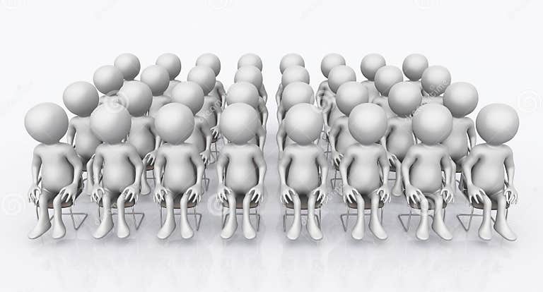 Audience with 3D figures stock illustration. Illustration of hearing ...