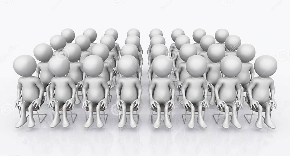Audience with 3D figures stock illustration. Illustration of hearing ...